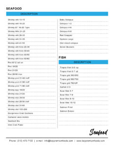 Product List – Bay Premium Foods